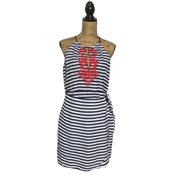 THML | Dresses | Thml Red White Blue 4th July Striped Embroidered ...
